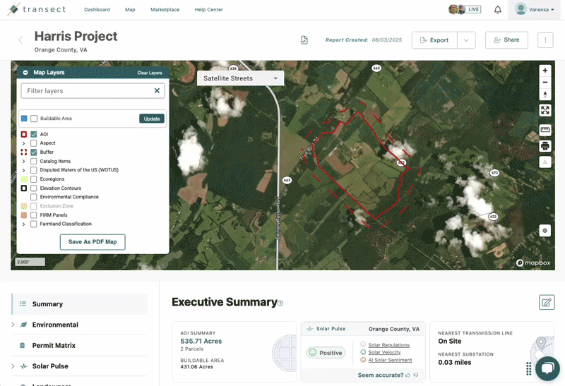 Exporting a Transect Report